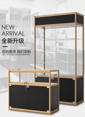 China Houten glas aluminium vitrine voor collecties Home wijnkasten Wandhoek Te koop