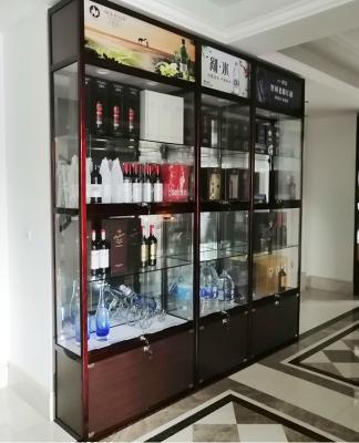 China Houten glas aluminium vitrine voor collecties Home wijnkasten Wandhoek Te koop