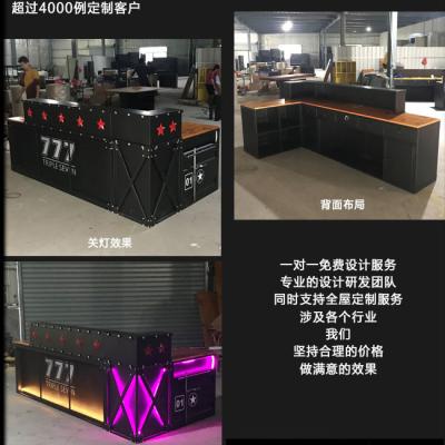China Commerciële meubels poederbedekte zwarte metalen kleine bureau toonbank voor salonreceptie Te koop