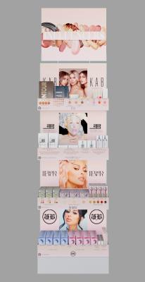 Cina Supporto per l'esposizione di cosmetici moderni a doppio lato con poster e ruote in vendita