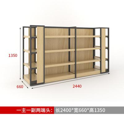 China Modern 2 Tier Wooden Rack Shelving Display for Miniso Cosmetics and Lipsticks Shelf for sale