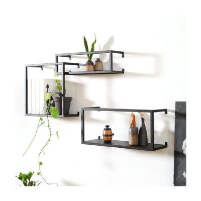 China PU Leather Cover Modular Wrought Iron Metal Floating Wall Shelves for Home Decorative for sale