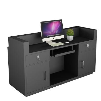 China Recepción de metal negro LED mostrador de caja de estilo industrial para tiendas minoristas en venta