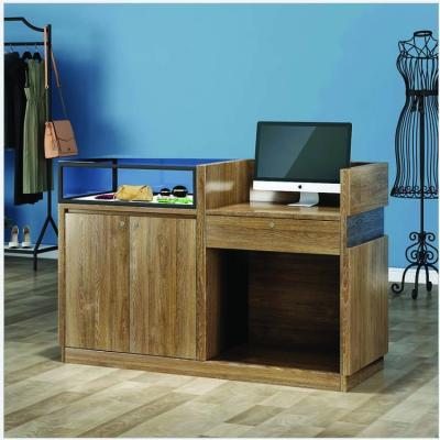 Cina Negozi di vendita al dettaglio Modern Wood MDF Checkout Reception Desk with Glass Box Checkout Counter in vendita