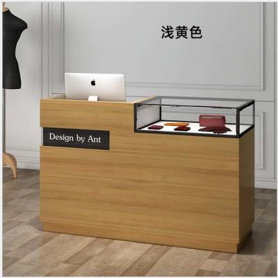 Cina Negozi di vendita al dettaglio Modern Wood MDF Checkout Reception Desk with Glass Box Checkout Counter in vendita