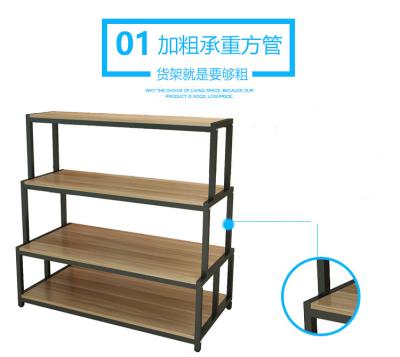 China Home Furniture 4 Tiers Wooden Shelvs Display Stand Rack for Supermarket Bag Retail Shops for sale
