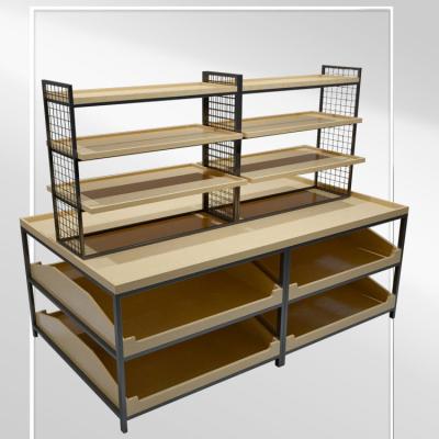 China Adjustable 6 Tiers Wooden Display Stand for Boutique Free Standing Instore Fixture for sale