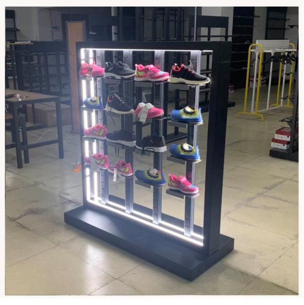 Rack per scarpe a LED in acciaio inossidabile Display per negozi di scarpe in stile mobili domestici