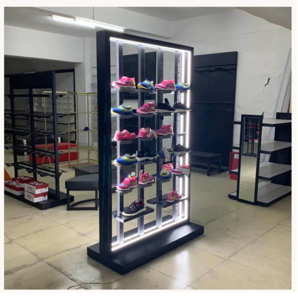 Rack per scarpe a LED in acciaio inossidabile Display per negozi di scarpe in stile mobili domestici