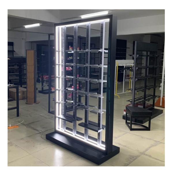 Rack per scarpe a LED in acciaio inossidabile Display per negozi di scarpe in stile mobili domestici
