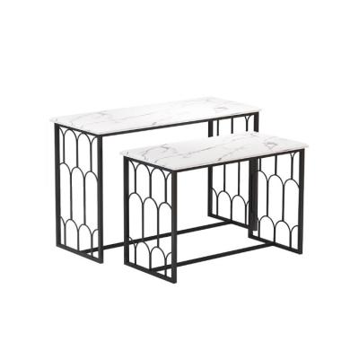 China 380kg Capacity Marble Style Laminated Wood Nesting Table Set of 2 for Store Display for sale
