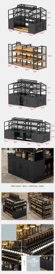 China Panel Wood Style Metal Wine Rack Cabinet for Elegant Display and Storage of Red Wines for sale