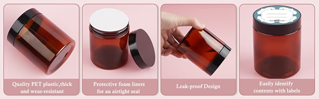 amber plastic jars with lids