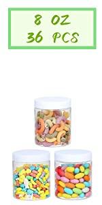 36PCS 8OZ Plastic Jars with Screw On Lids