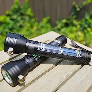 Solar charging power bank flashlight