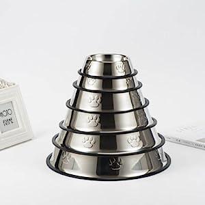 2 Stainless Steel Dog Bowls with Non-Slip Rubber Bases