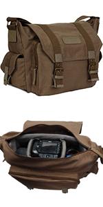 CADeN F1 Brown Canvas SLR Shoulder Messenger Camera Bag