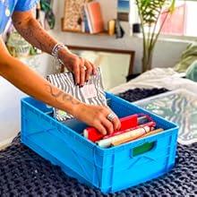 SIDIO Crate being used to organize notebooks