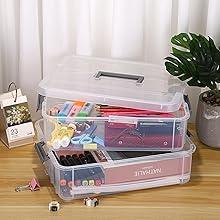 2-Tiers Stack Carry Storage Box With Handle