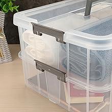 2-Tiers Stack Carry Storage Box With Handle