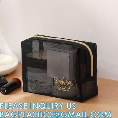 Cina Mesh Makeup Cosmetic Bag Portable Travel Organizing Zipper Pouch Toiletries Pouches Home Office Accessories in vendita