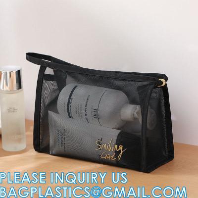 Cina Mesh Makeup Cosmetic Bag Portable Travel Organizing Zipper Pouch Toiletries Pouches Home Office Accessories in vendita
