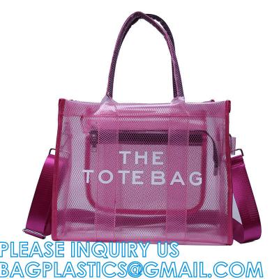 Cina Wholesale Summer Clear Mesh PVC Beach Bags Transparent Design Tote Bags Women Luxury Handbags For Outdoor in vendita