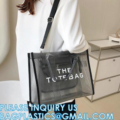 Cina Wholesale Summer Clear Mesh PVC Beach Bags Transparent Design Tote Bags Women Luxury Handbags For Outdoor in vendita