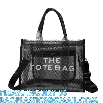 Cina Wholesale Summer Clear Mesh PVC Beach Bags Transparent Design Tote Bags Women Luxury Handbags For Outdoor in vendita
