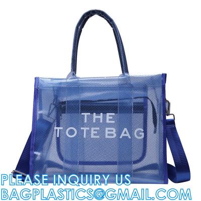 Cina Wholesale Summer Clear Mesh PVC Beach Bags Transparent Design Tote Bags Women Luxury Handbags For Outdoor in vendita