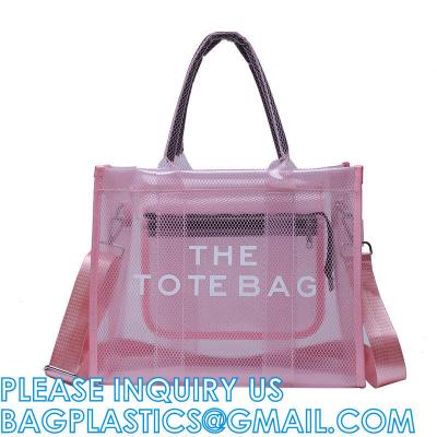 Cina Wholesale Summer Clear Mesh PVC Beach Bags Transparent Design Tote Bags Women Luxury Handbags For Outdoor in vendita