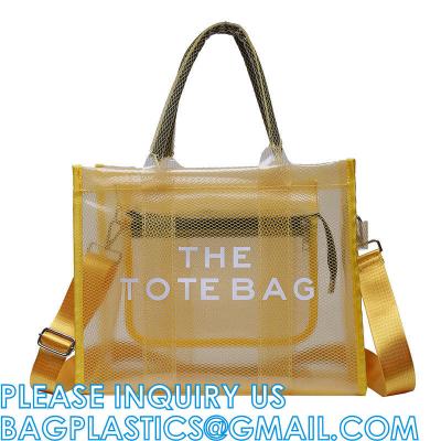 Cina Wholesale Summer Clear Mesh PVC Beach Bags Transparent Design Tote Bags Women Luxury Handbags For Outdoor in vendita