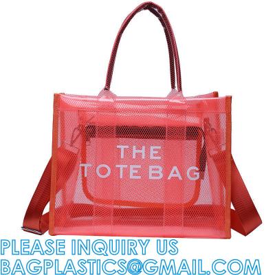 Cina Wholesale Summer Clear Mesh PVC Beach Bags Transparent Design Tote Bags Women Luxury Handbags For Outdoor in vendita