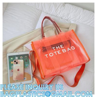 Cina Wholesale Summer Clear Mesh PVC Beach Bags Transparent Design Tote Bags Women Luxury Handbags For Outdoor in vendita