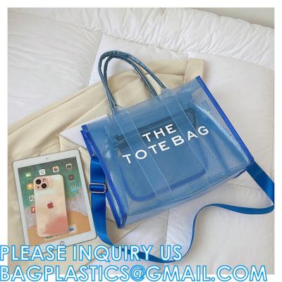 Cina Wholesale Summer Clear Mesh PVC Beach Bags Transparent Design Tote Bags Women Luxury Handbags For Outdoor in vendita