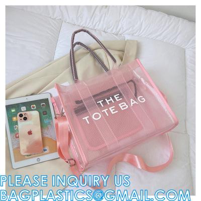 Cina Wholesale Summer Clear Mesh PVC Beach Bags Transparent Design Tote Bags Women Luxury Handbags For Outdoor in vendita