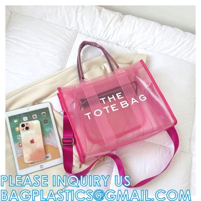 Cina Wholesale Summer Clear Mesh PVC Beach Bags Transparent Design Tote Bags Women Luxury Handbags For Outdoor in vendita