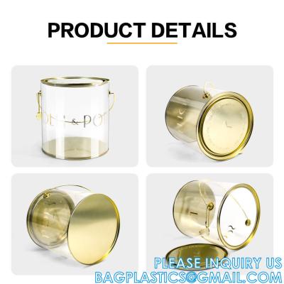 Cina Plastic Tin Cans, For Crafts, Decorating, Baby/Wedding Shower Decor, Quart Size Clear Plastic Paint Cans in vendita