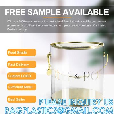 Cina Plastic Tin Cans, For Crafts, Decorating, Baby/Wedding Shower Decor, Quart Size Clear Plastic Paint Cans in vendita