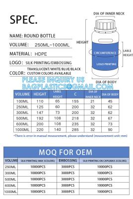 Cina Square Chemical Plastic Biochemistry Medical Reagent Bottle 30ml 50ml 60ml 150ml 500ml 1000ml Custom Capacity in vendita