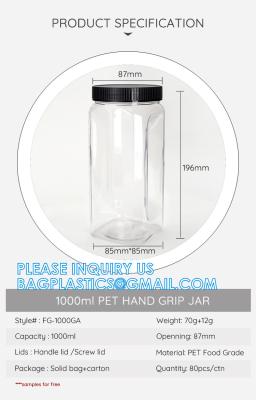 China 27 Ounce Plastic Jars With Lids, 3 Pack Food Storage Containers Airtight, Clear Containers For Organizing for sale