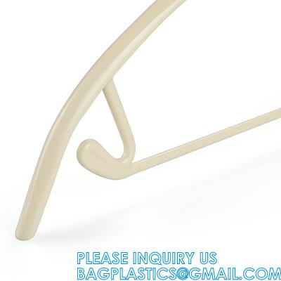 Cina Garment Usage Custom Thick Bulk Space Saving Ivory Rubber PVC Coated Body Metal Coat Cloth Hanger With PVC Bar in vendita