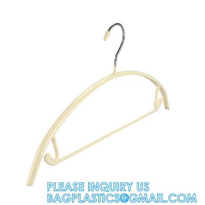 Cina Garment Usage Custom Thick Bulk Space Saving Ivory Rubber PVC Coated Body Metal Coat Cloth Hanger With PVC Bar in vendita