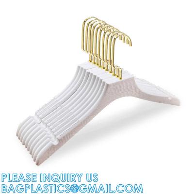 Cina Boutique Plastic Hanger OEM Brand Fashion Adult Coat Garment Display Plastic Gold Hangers in vendita