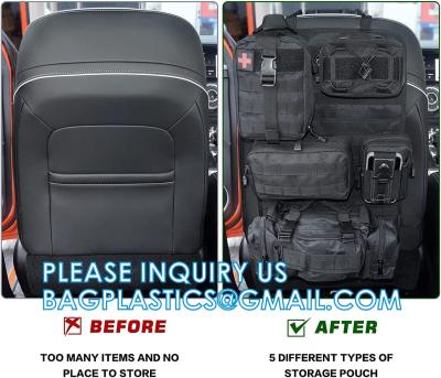 Cina Universal Tactical Seat ​Back Organizer Vehicle Molle Panel Organizer Storage Bag With Detachable Molle Pouch in vendita