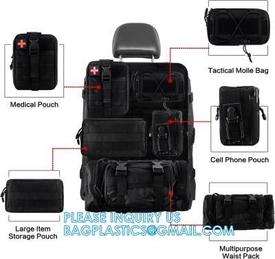 Cina Universal Tactical Seat ​Back Organizer Vehicle Molle Panel Organizer Storage Bag With Detachable Molle Pouch in vendita