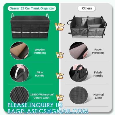 Cina Trunk Cargo Organizer Durable Storage Collapsible Multi Compartments With Aluminium Alloy Handle Reflective Strip in vendita