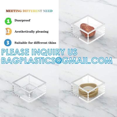 Cina Clear Cube Display Case, Multi-Purpose Box Square Container, Decorative Acrylic Box with Lid, Stackable in vendita