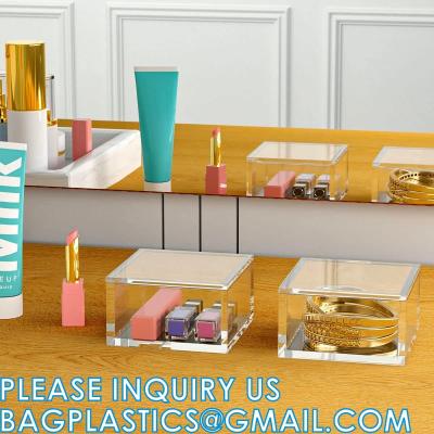Cina Clear Cube Display Case, Multi-Purpose Box Square Container, Decorative Acrylic Box with Lid, Stackable in vendita