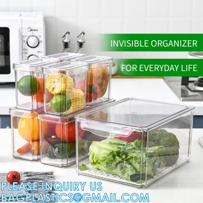 Cina Fridge Tray Drawer Organizer Pull Out Refrigerator, Food Storage Boxes Stackable Home Kitchen Vegetable Storage in vendita